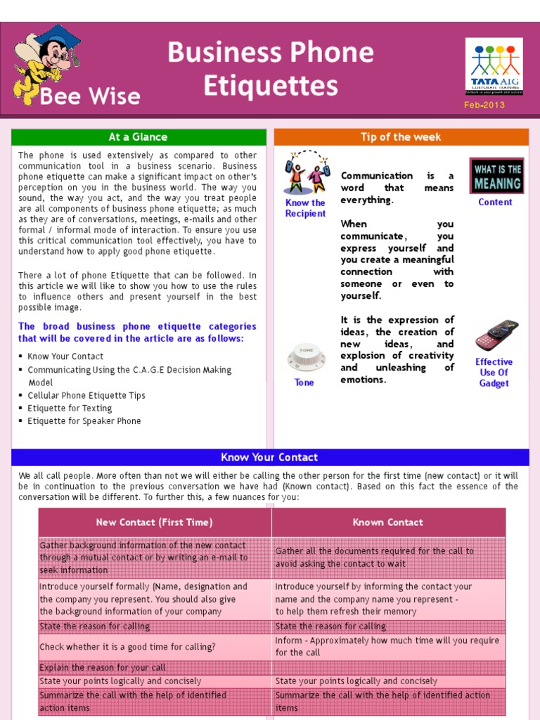 Business Phone Etiquettes - Feb 2013 | PDF | Text Messaging | Etiquette