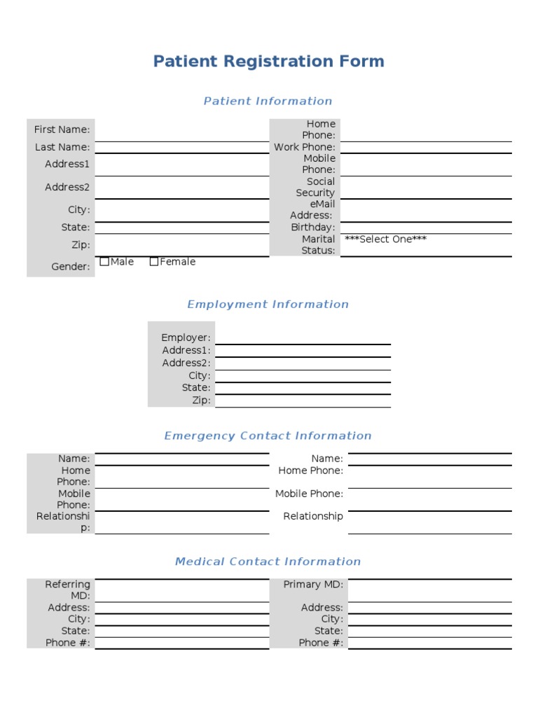 Patient Registration Form Template | PDF