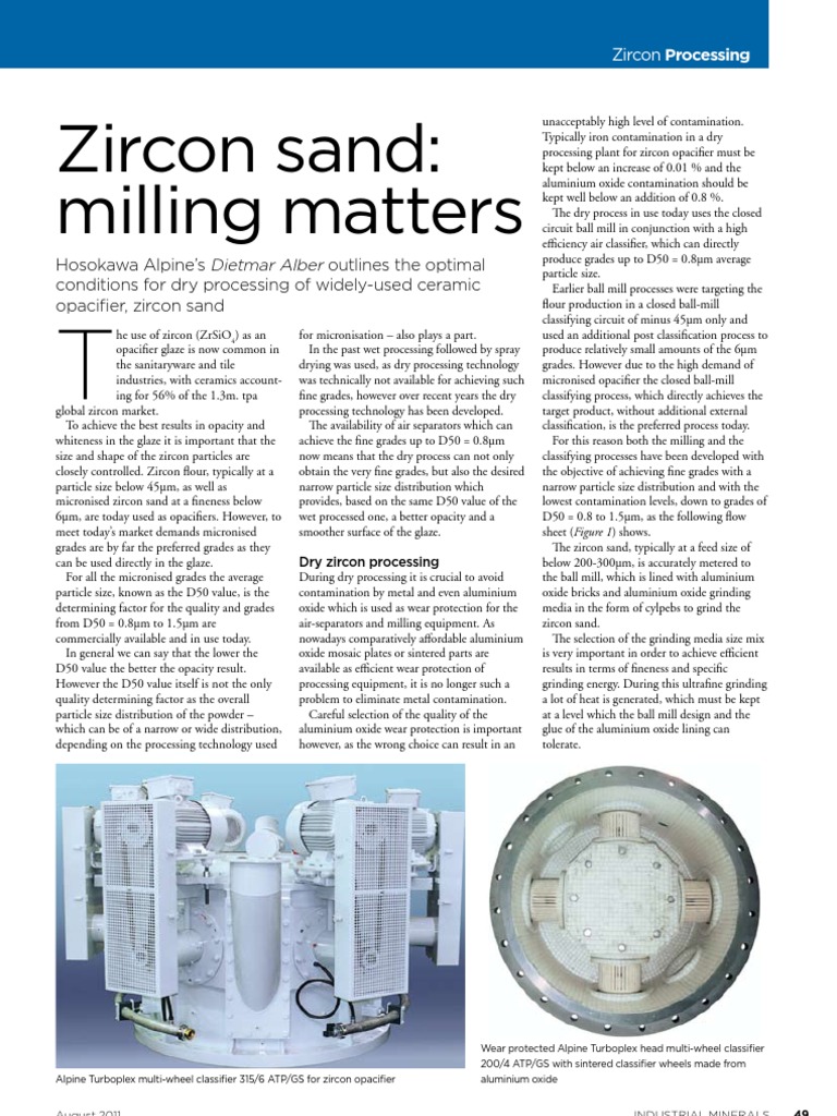 Zircon Sand Processing for Opacifiers | PDF | Mill (Grinding ...