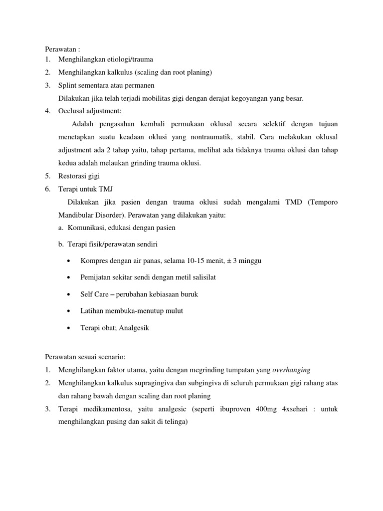 Perawatan Trauma Oklusi | PDF