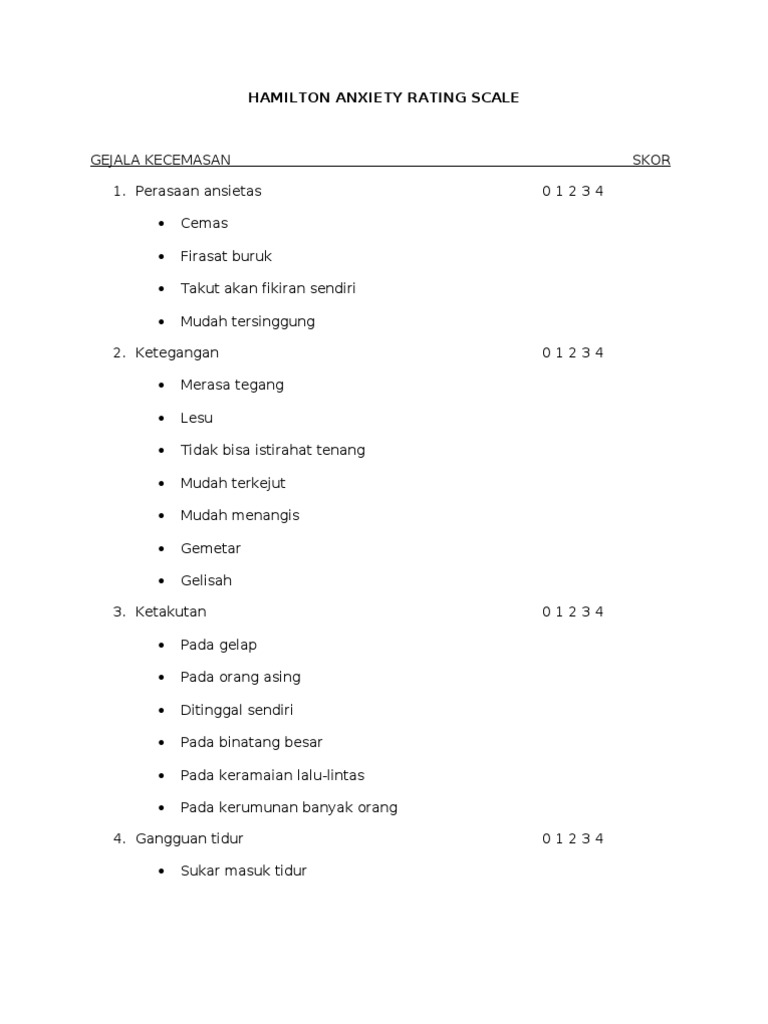 Hamilton Anxiety Rating Scale | PDF