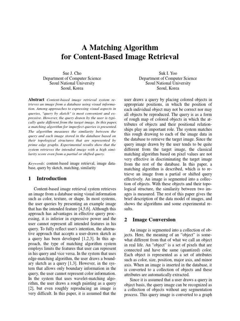 A Matching Algorithm For Content-Based Image Retrieval: Base, Query by Sketch, Matching ...