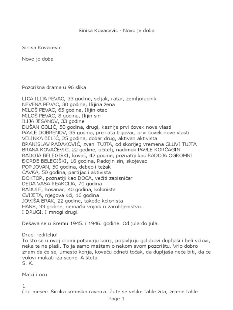 Sinisa Kovacevic Novo Je Doba Pdf