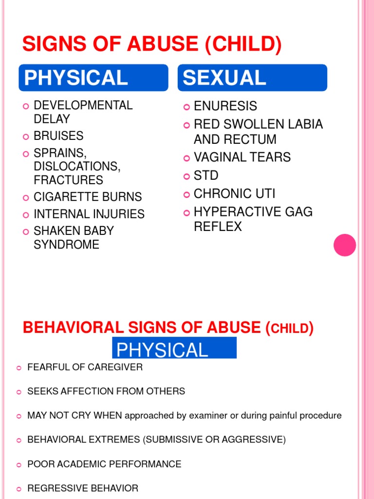 Signs of Abuse (Child) : Physical Sexual | PDF