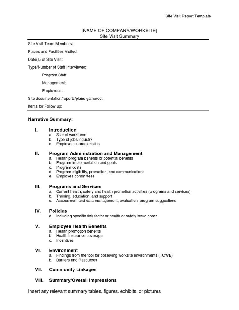 Site Visit Report Template | PDF | Employment | Economies