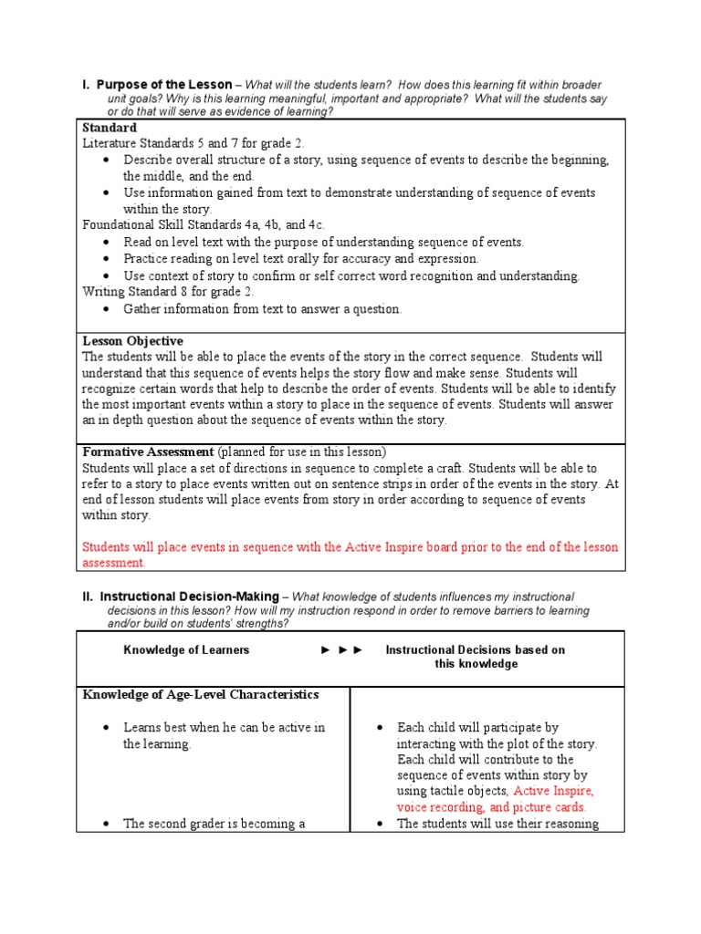 Sequencing Events Lesson Plan for Grade 2 | PDF | Toothbrush | Learning