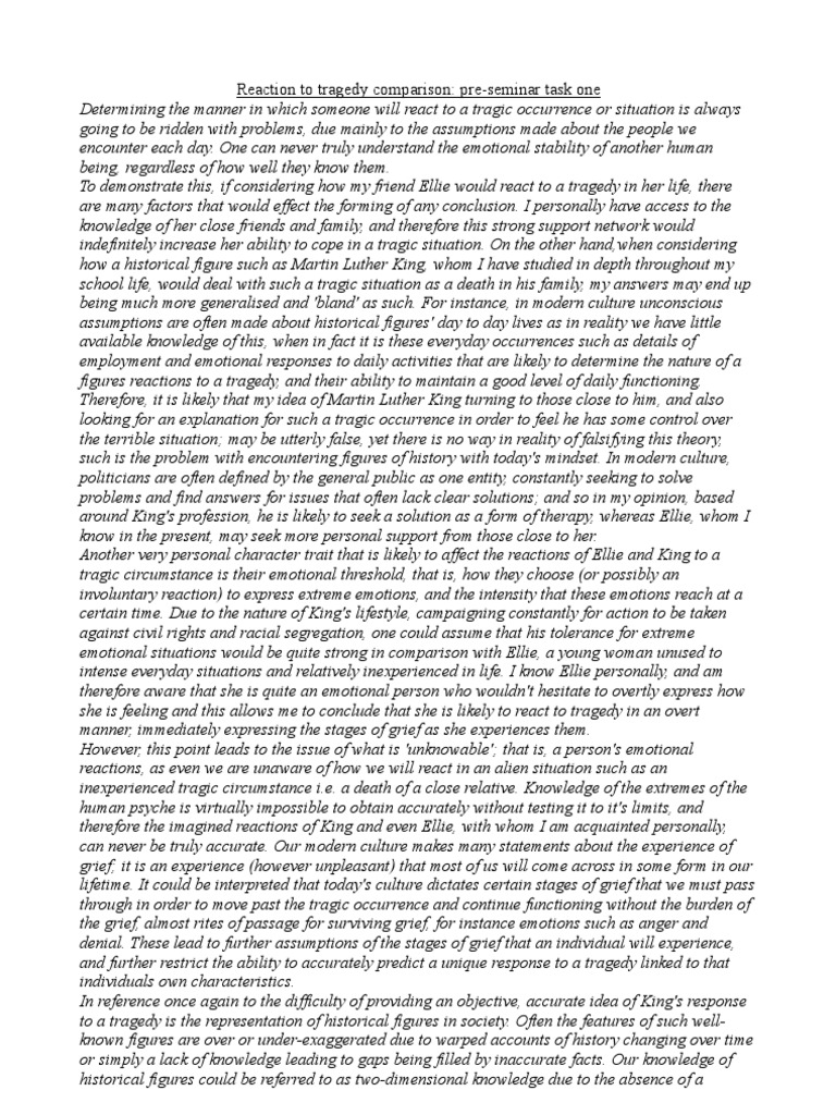 Studying Lit Seminar 1 Prep | PDF | Tragedy | Grief