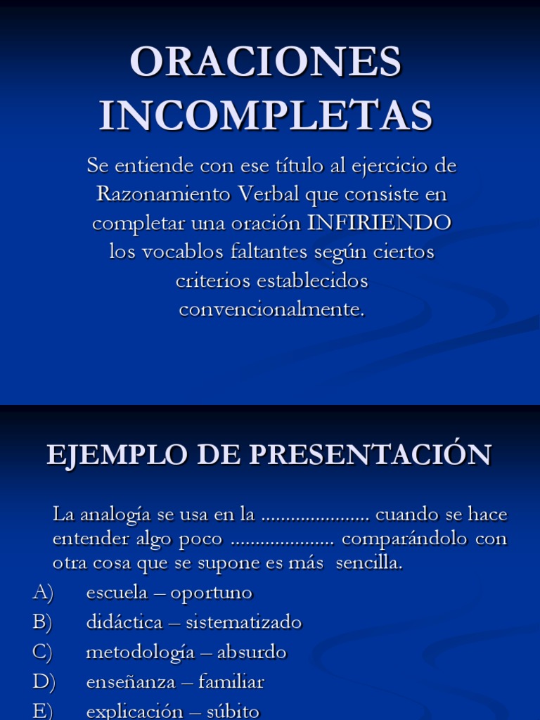 Oraciones Incompletas | PDF