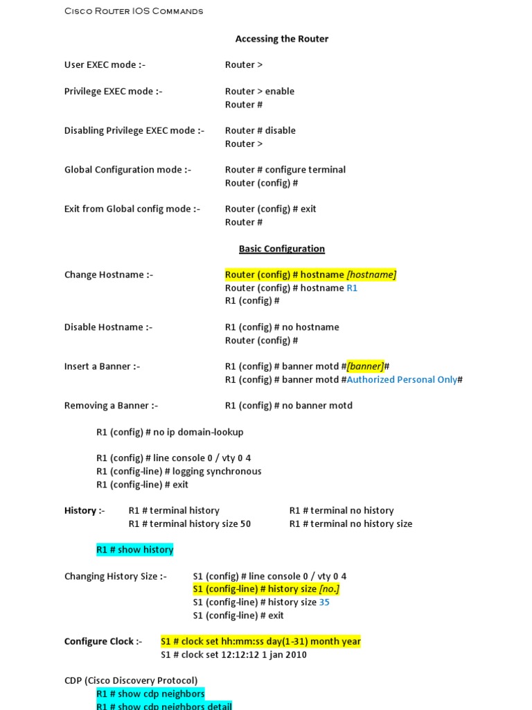 CCNA Commands | PDF | Ip Address | Computer Standards