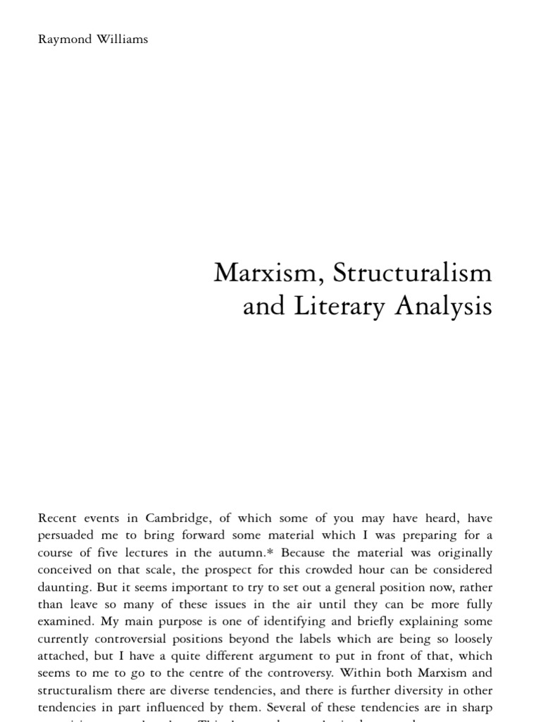 Marxism, Structuralism, and Literature | PDF | Marxism | Reality