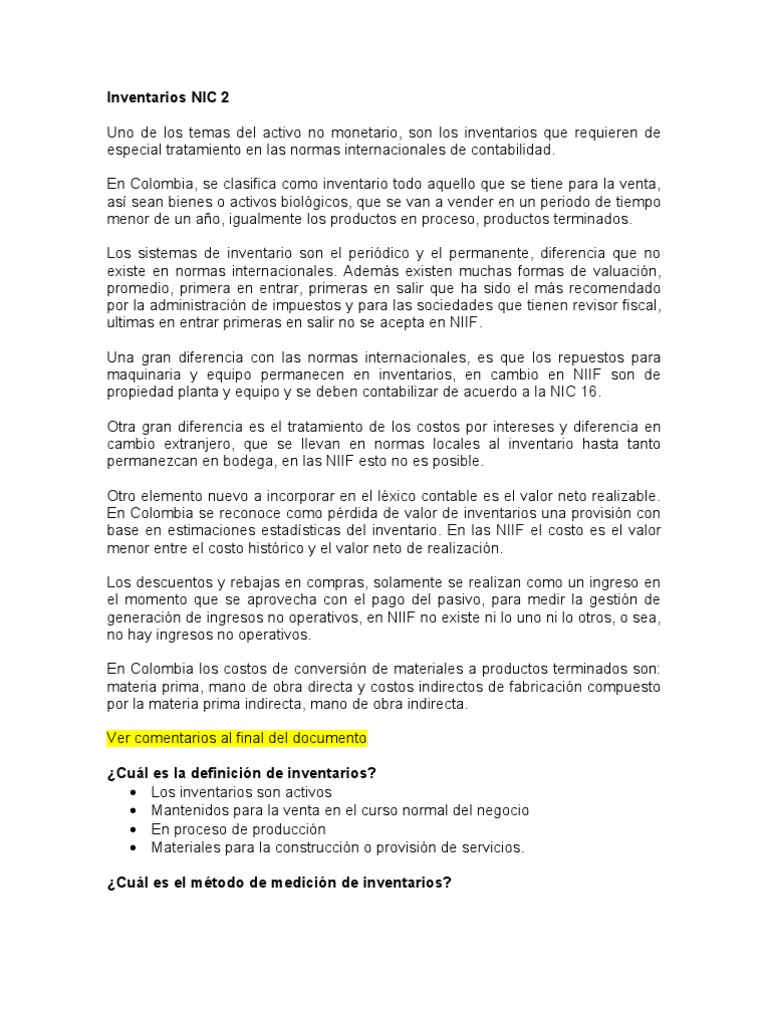 NIC 2 Inventarios | PDF | normas internacionales de INFORMACION ...