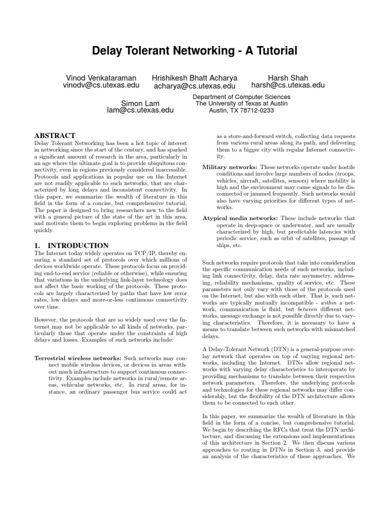 DTN Tutorial | PDF | Routing | Communications Protocols
