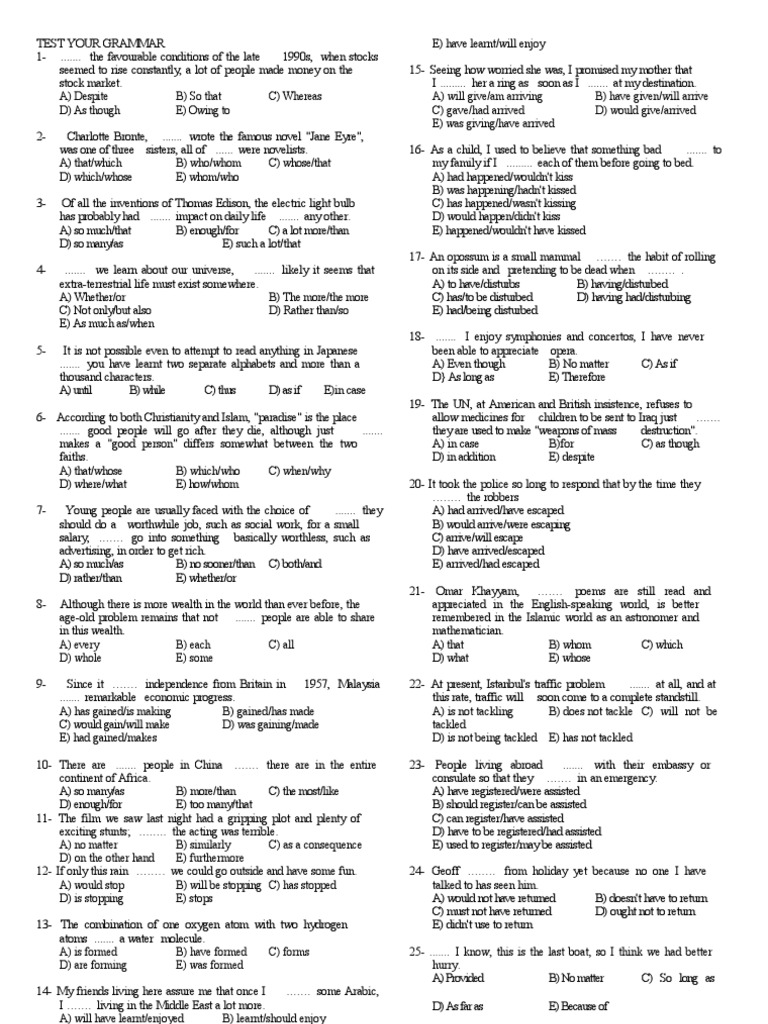 Els 20 Test Your Grammar | PDF | Nile | Nature