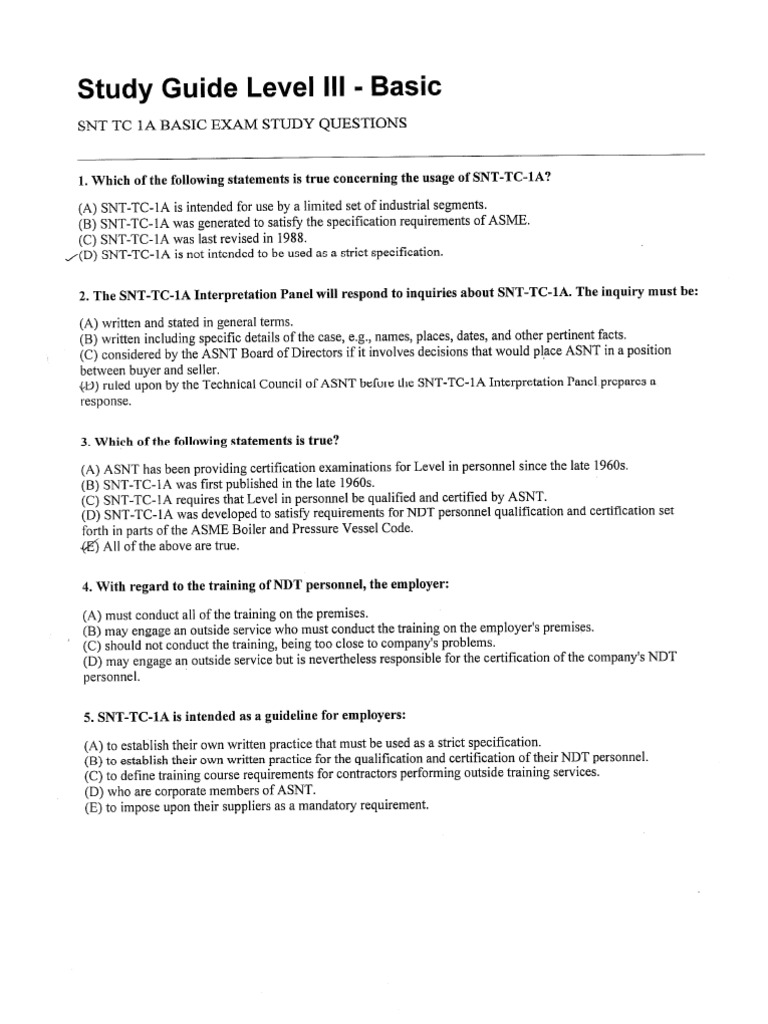 ASNT LEVEL III in Basic Questions and Answers | PDF