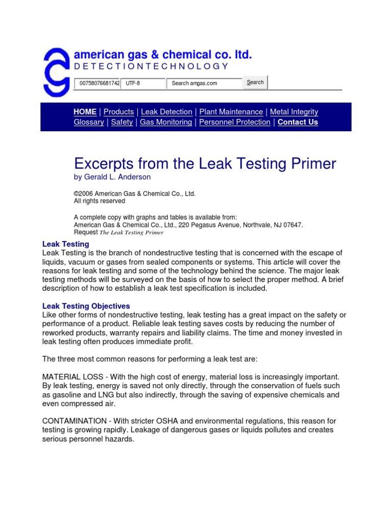 Gas Leak Testing | Leak | Fluid Dynamics