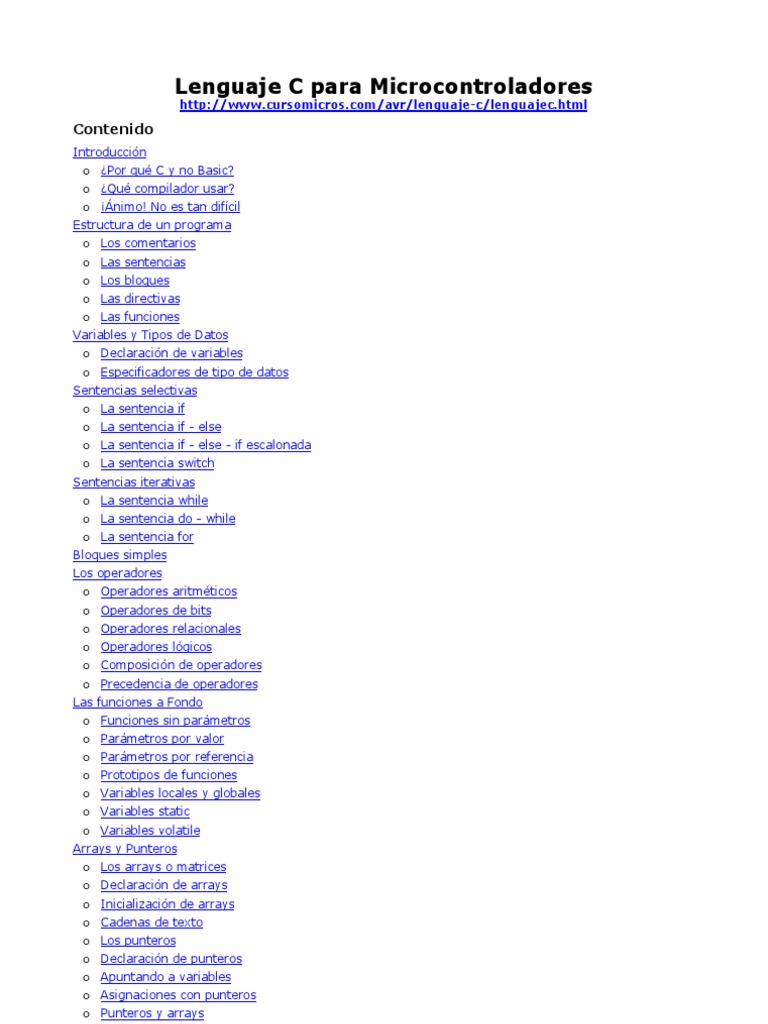 Lenguaje C para Microcontroladores | PDF | Estructura de datos de ...