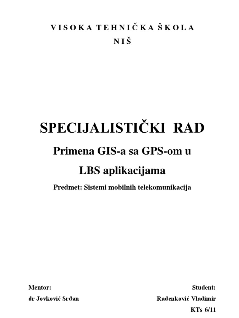 Primena GIS-a Sa GPS-om U LBS Aplikacijama | PDF