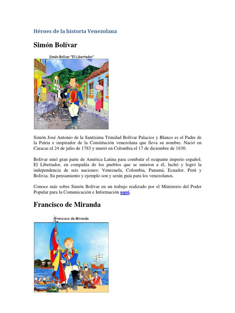 Héroes de La Historia Venezolana | PDF | Venezuela | Conflictos del ...