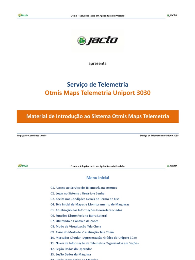 Utilização Do Sistema Otmis Maps Telemetria | PDF | Telemetria | Sem fio