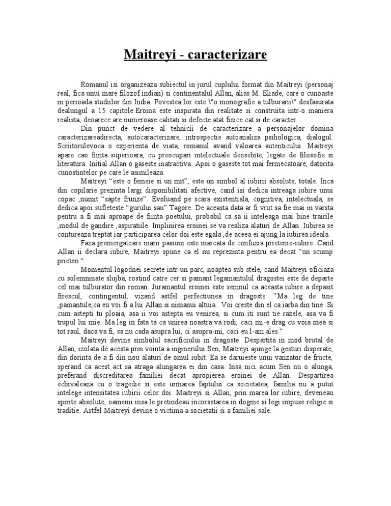 Maitreyi caracterizare