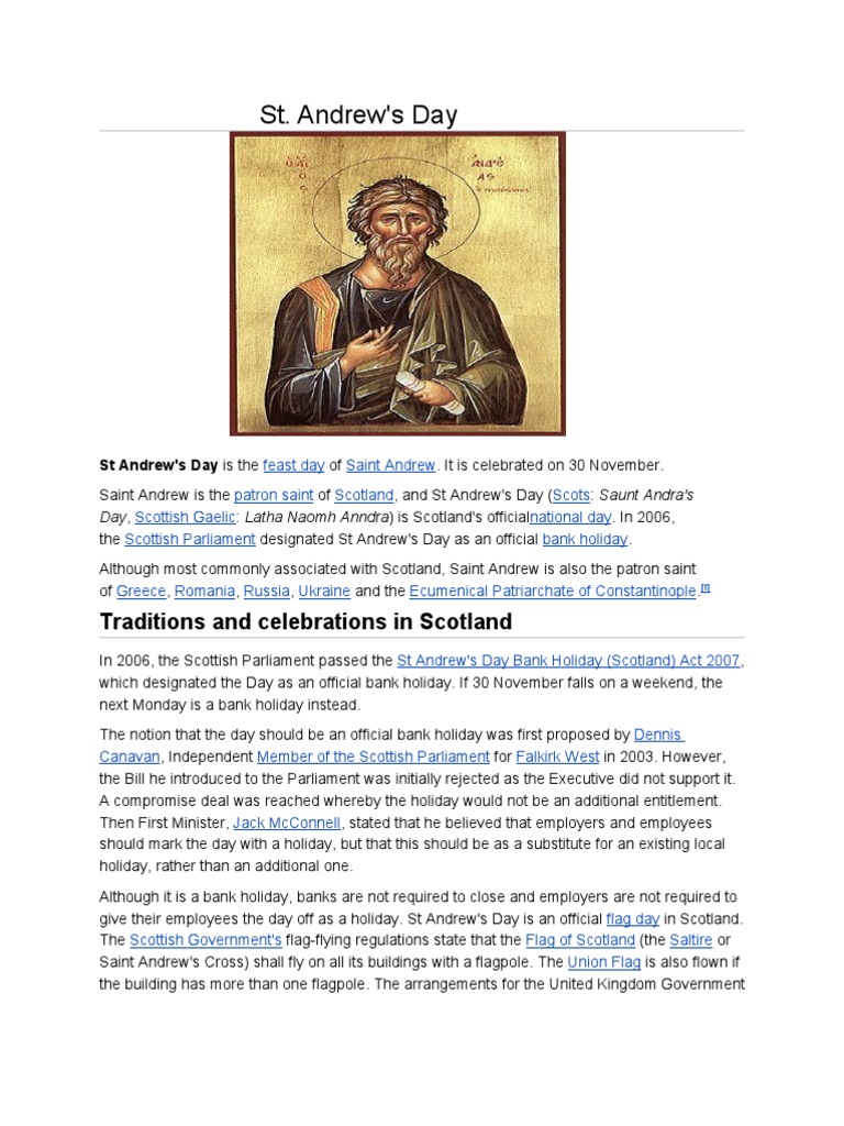St. Andrew's Day: Traditions and Celebrations in Scotland | PDF ...