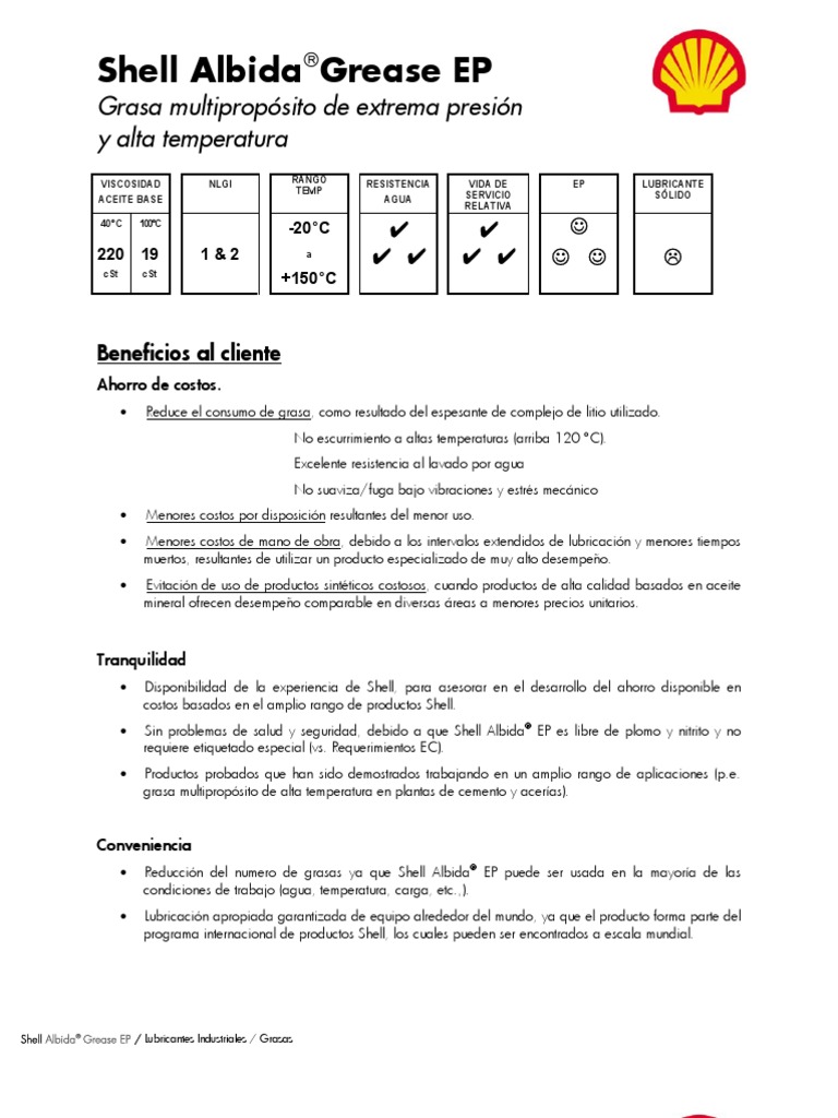 Shell Albida EP 2 | Descargar gratis PDF | Lubricante | Petróleo