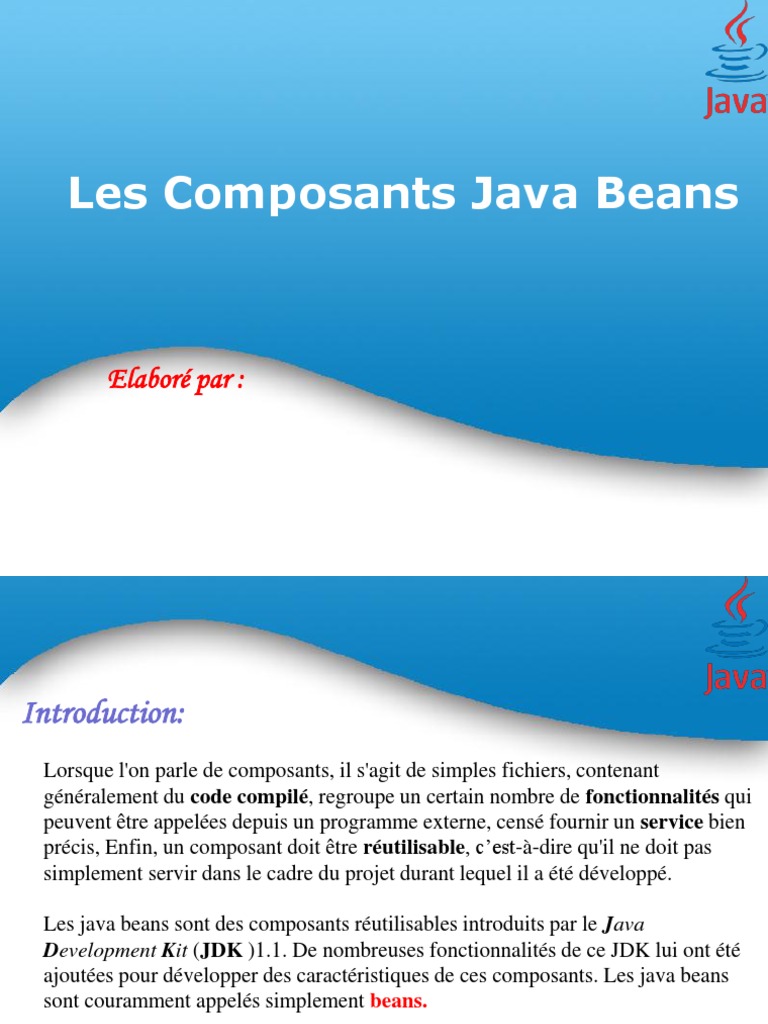 Les Composants Java Beans | PDF | Java (Langage de programmation ...