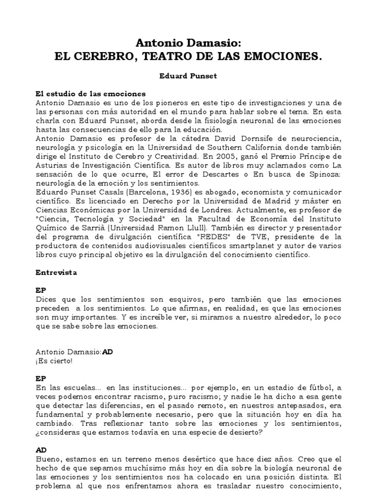 El Cerebro Teatro De Las Emociones Pdf Pdf