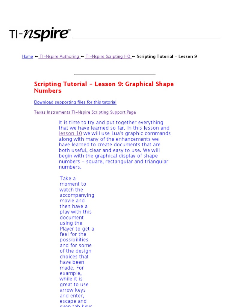 Scripting Tutorial - Lesson 9: Graphical Shape Numbers | PDF | Triangle ...
