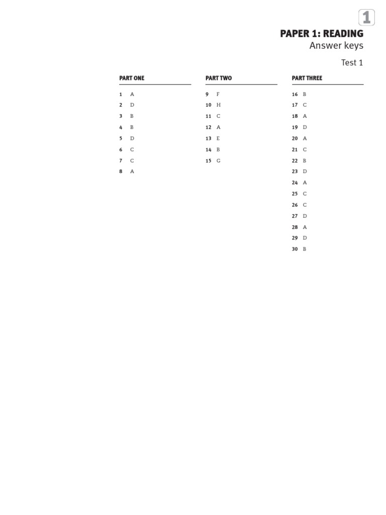 FCE Answer Keys | PDF | Teaching Methods & Materials