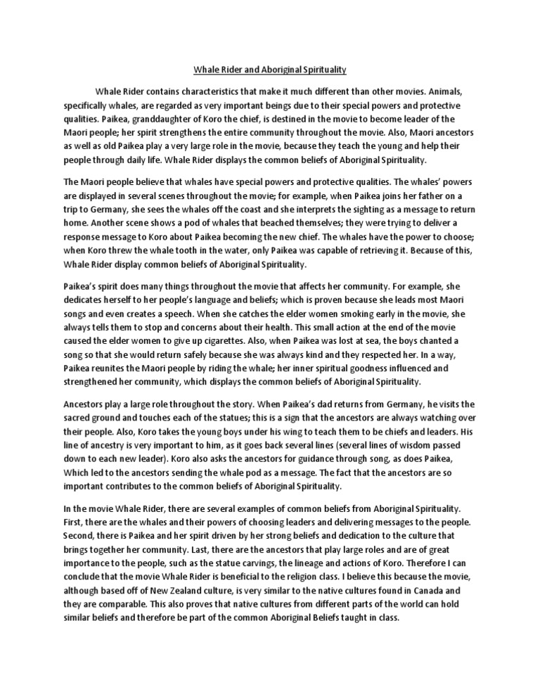 Whale Rider - Aboriginal Studies | PDF | Whales | Religion And Belief