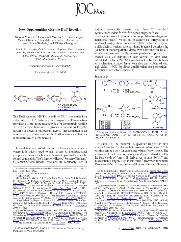 Advancements in Duff Reaction Mechanism | PDF | Aldehyde | Acid