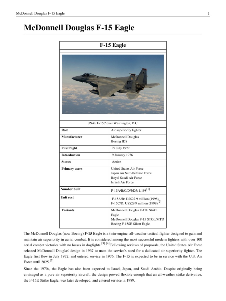 F 15 Eagle | PDF | Mc Donnell Douglas F 15 Eagle | Aerospace Engineering