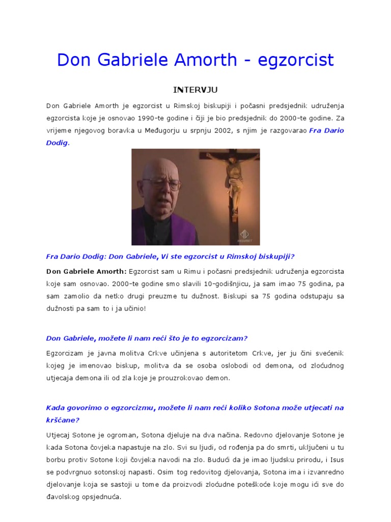 Intervju: Don Gabriele Amorth - Egzorcist | PDF