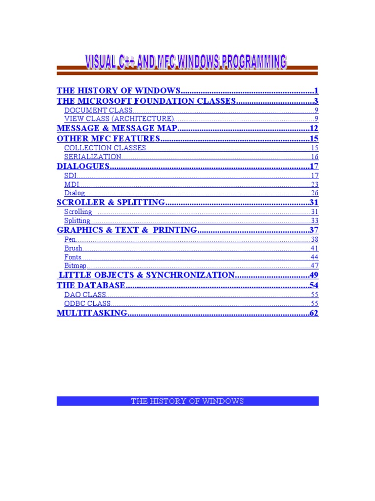 Visual C++ and MFC Windows Programming | PDF | Class (Computer Programming) | Array Data Structure