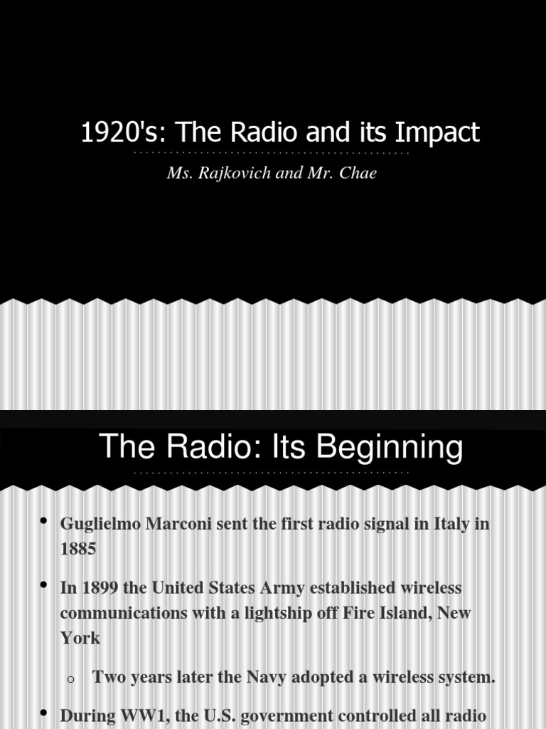 1920's Radio PowerPoint | PDF | Communications Technology | New York City