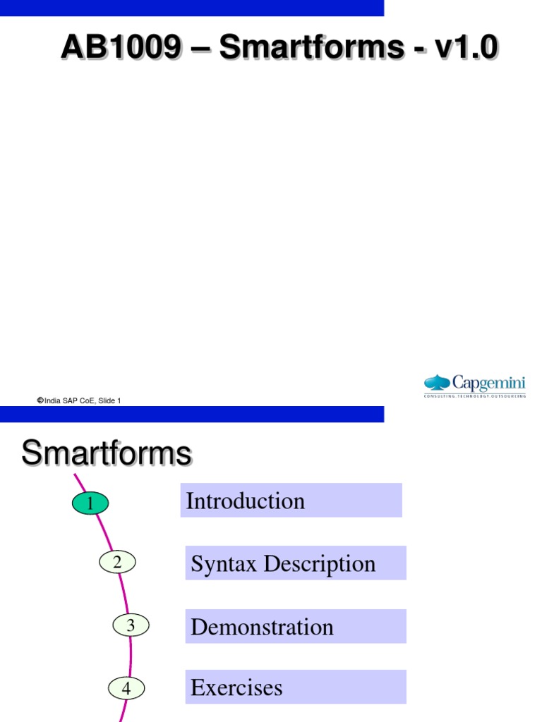 Ab1009 - Smartforms - V1.0: India Sap Coe, Slide 1 | PDF | Parameter (Computer Programming ...
