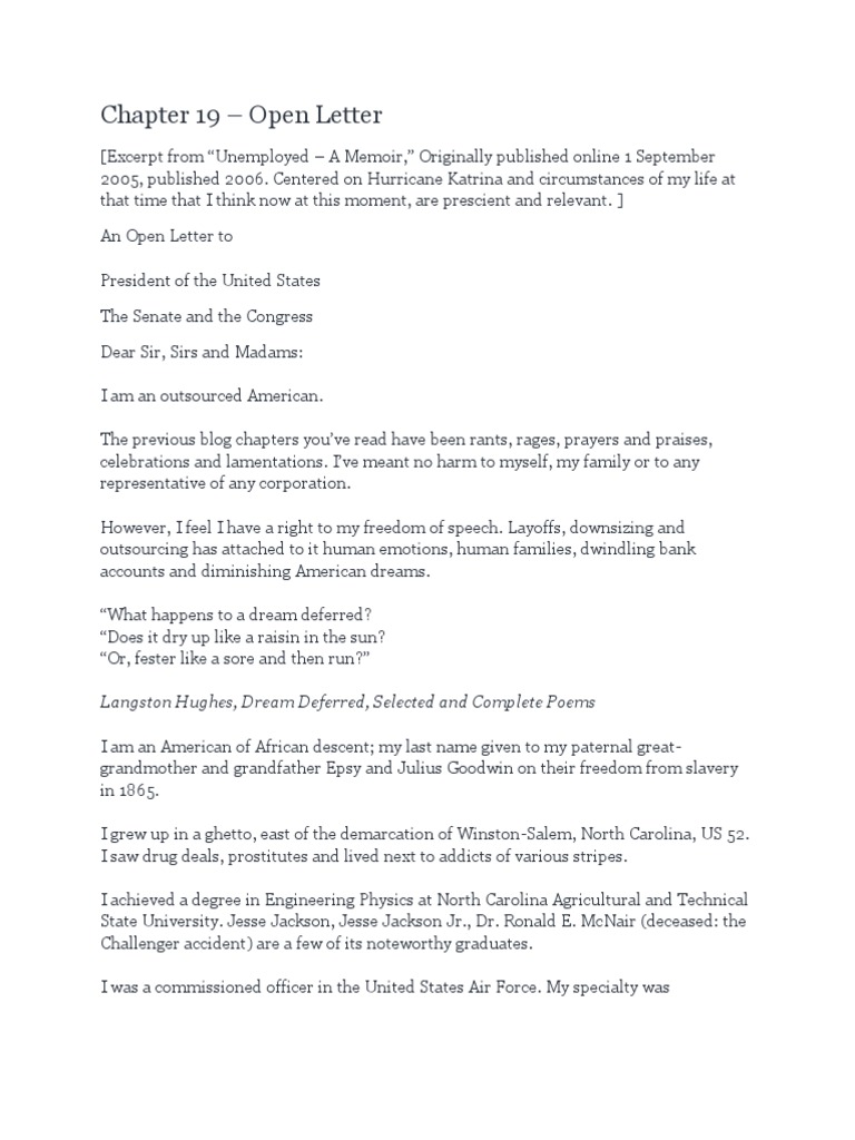Chapter 19 - Open Letter | PDF | Outsourcing | Middle Class