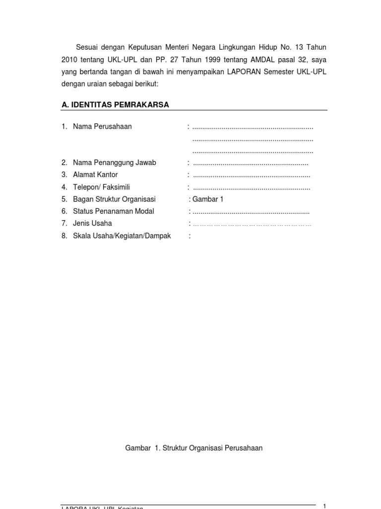Contoh Format Laporan Semester UKL UPL | PDF