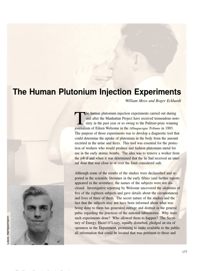 Human Plutonium Injection Study | PDF | Manhattan Project | Radionuclide