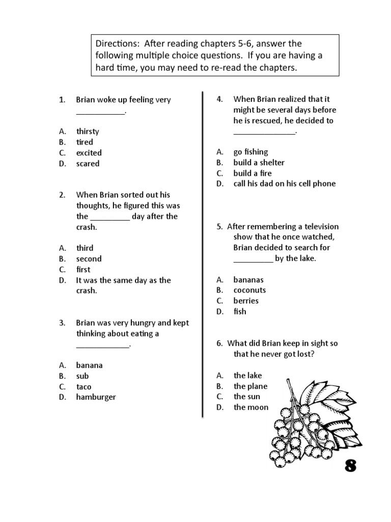 Hatchet Comprehension 3 | PDF