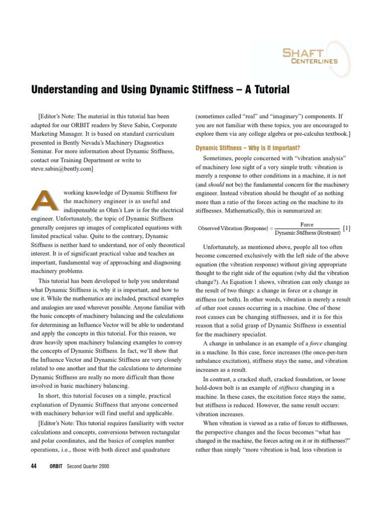 Understanding and Using Dynamic Stiffness - A Tutorial | PDF