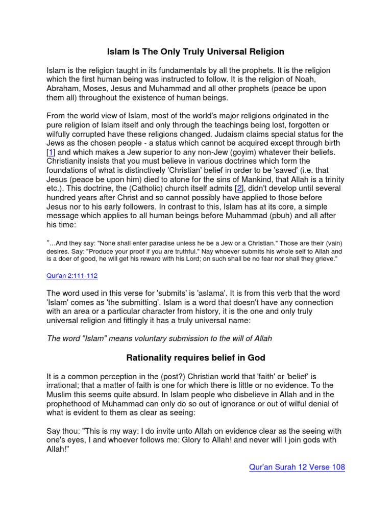 Islam: The Universal Religion Explained | PDF | Universalism | Quran