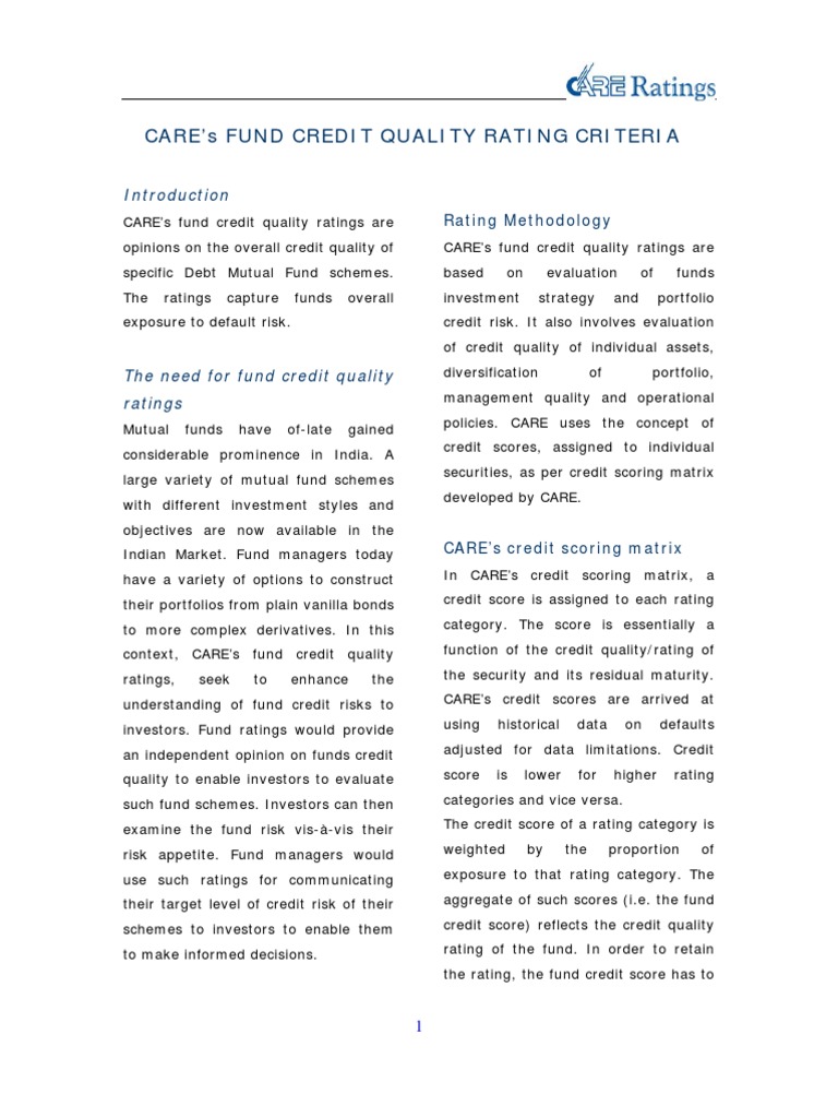 Credit Quality Rating Criteria | PDF | Credit Rating | Mutual Funds