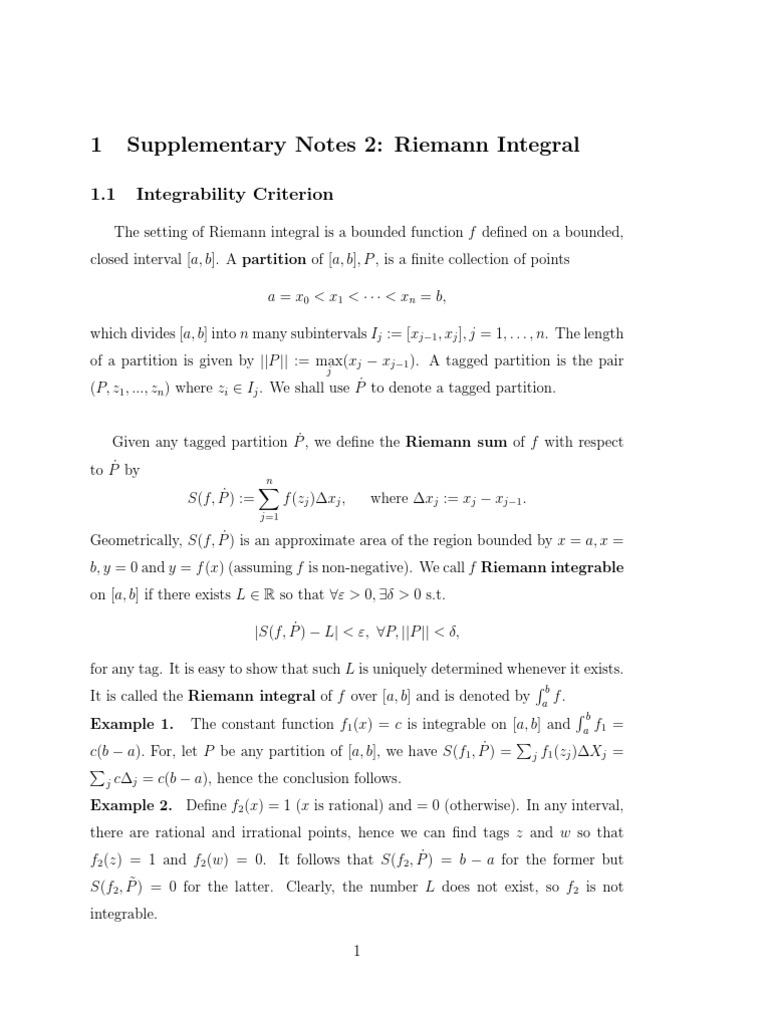 Notes 2. Riemann Integration | PDF | Integral | Functions And Mappings
