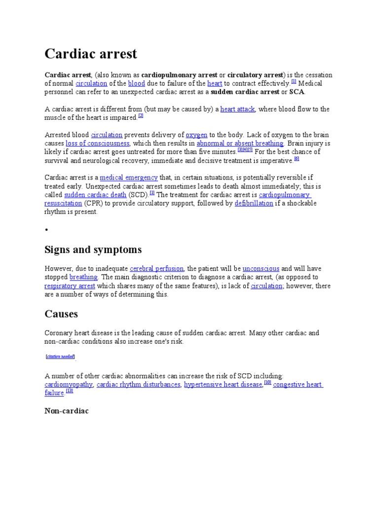 Cardiac Arrest: Signs and Symptoms | PDF | Cardiac Arrest | Myocardial ...