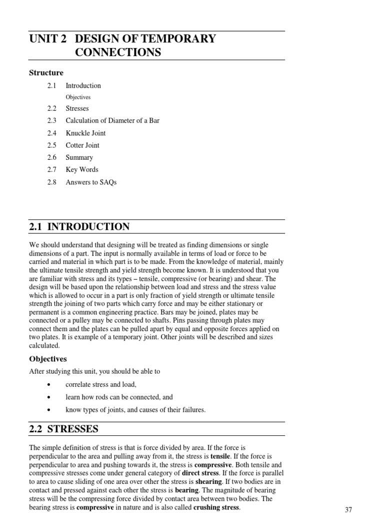 Unit 2 Design of Temporary Connections: Structure | PDF