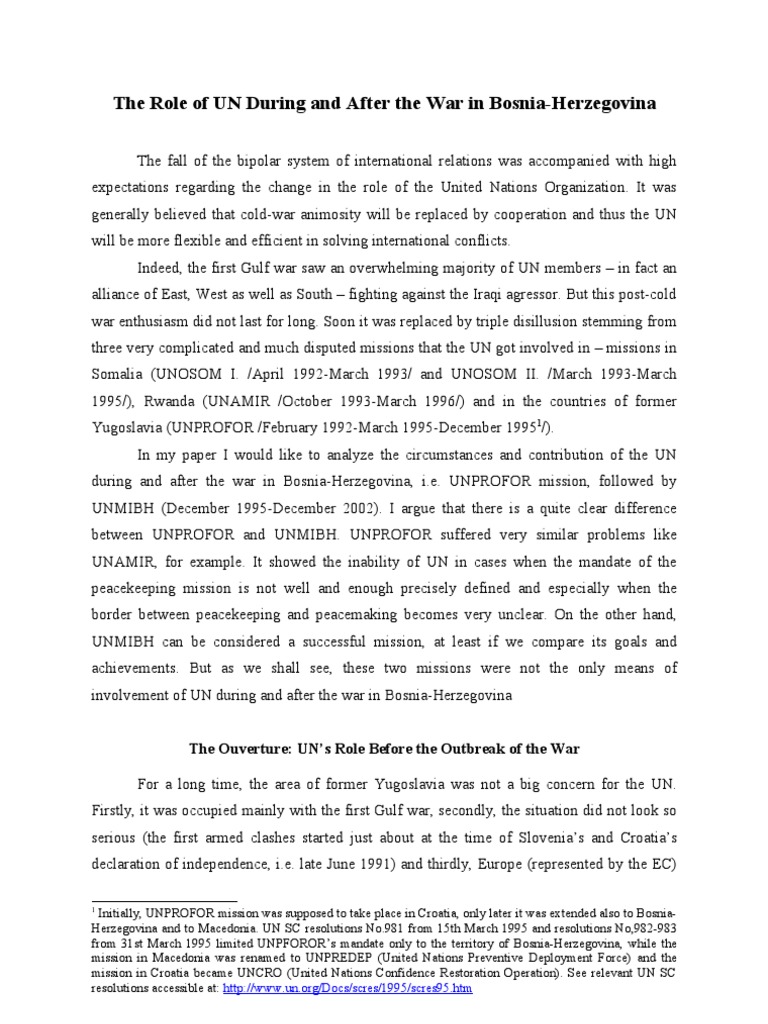 The Challenges of Peacekeeping: Analyzing the UN's Role During and ...