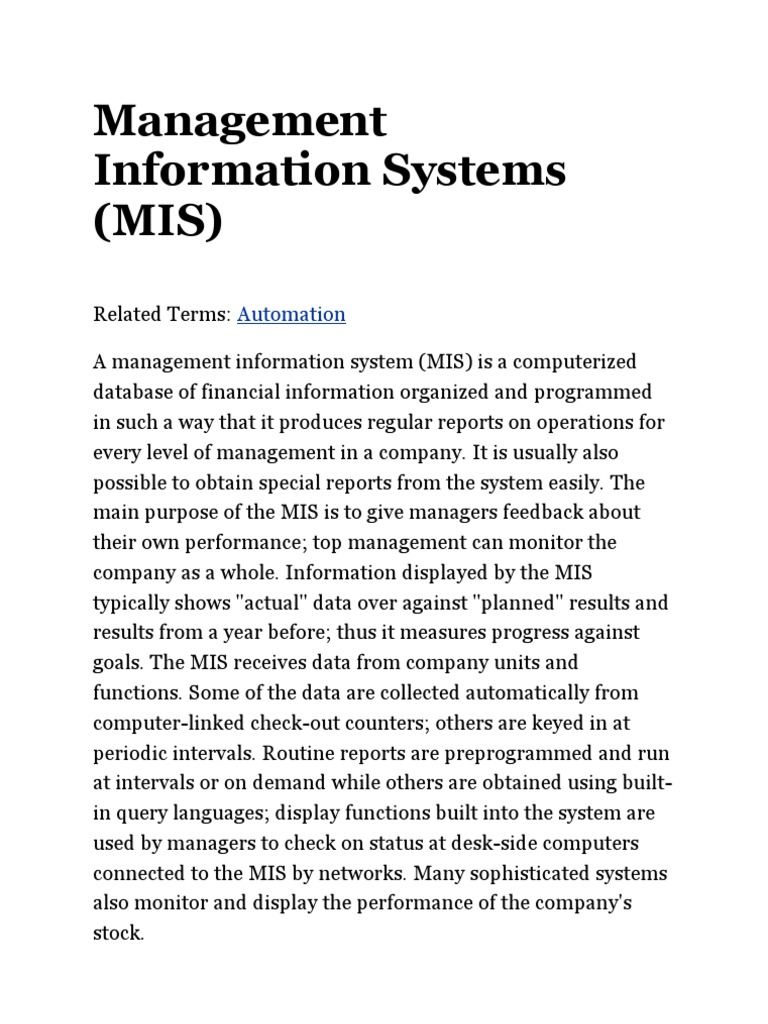 Management Information Systems | PDF | Management Information System ...