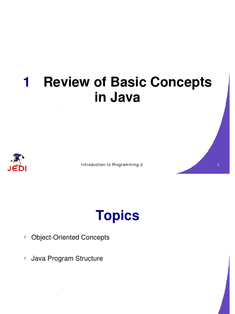 Jedi Slides Intro2 Chapter01 Review Of Basic Concepts In Java Pdf Method Computer